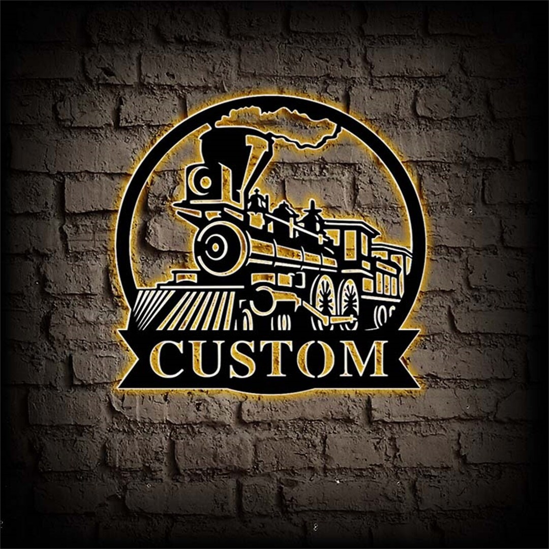 Custom Steam Train Metal Sign,led Train Metal Wall Art,personalized ...
