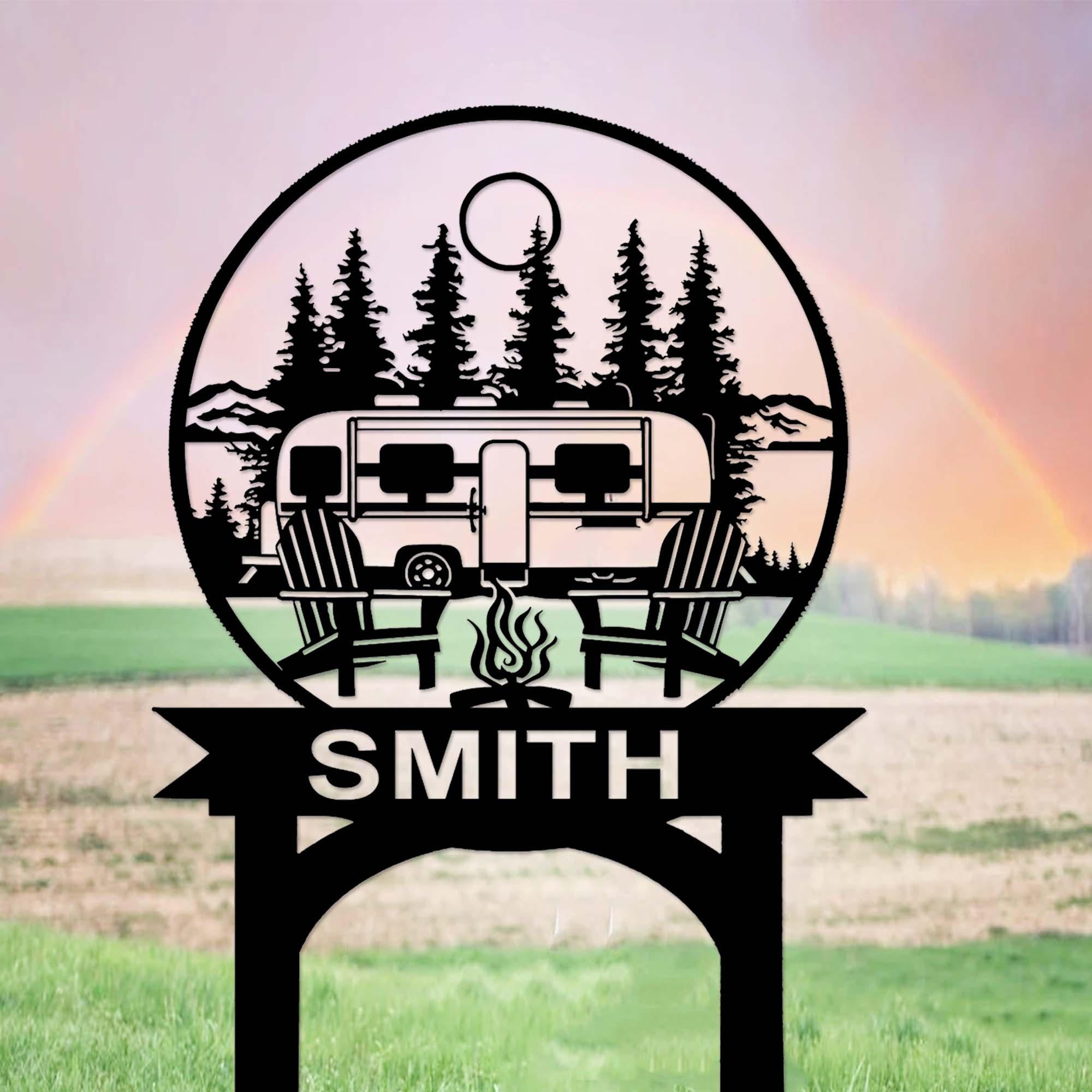 Custom Camp Sign With Stake,personalized Camper Name Sign,camping Car ...