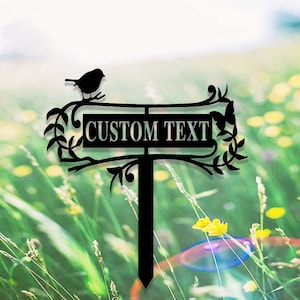 Custom Garden Sign With Stake,metal Bird Garden Sign,personalized ...