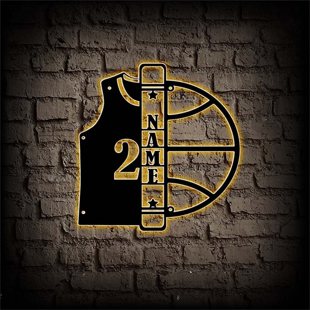 Custom Basketball Metal Sign With LED Lights,basketball Metal Wall Art ...