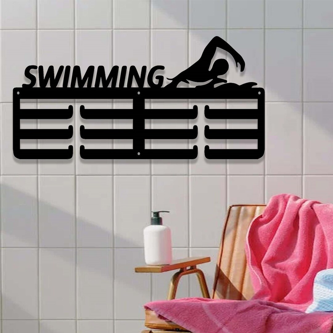 Personalized Swimming Medal Holder,custom Swimming Name Medal Hanger,12 ...