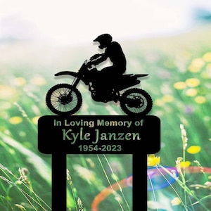 Personalized Motocross Rider Cemetery Stake,in Memorial of Biker,custom ...
