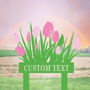 Custom Tulips Garden Sign With Stake,metal Tulip Garden Sign ...
