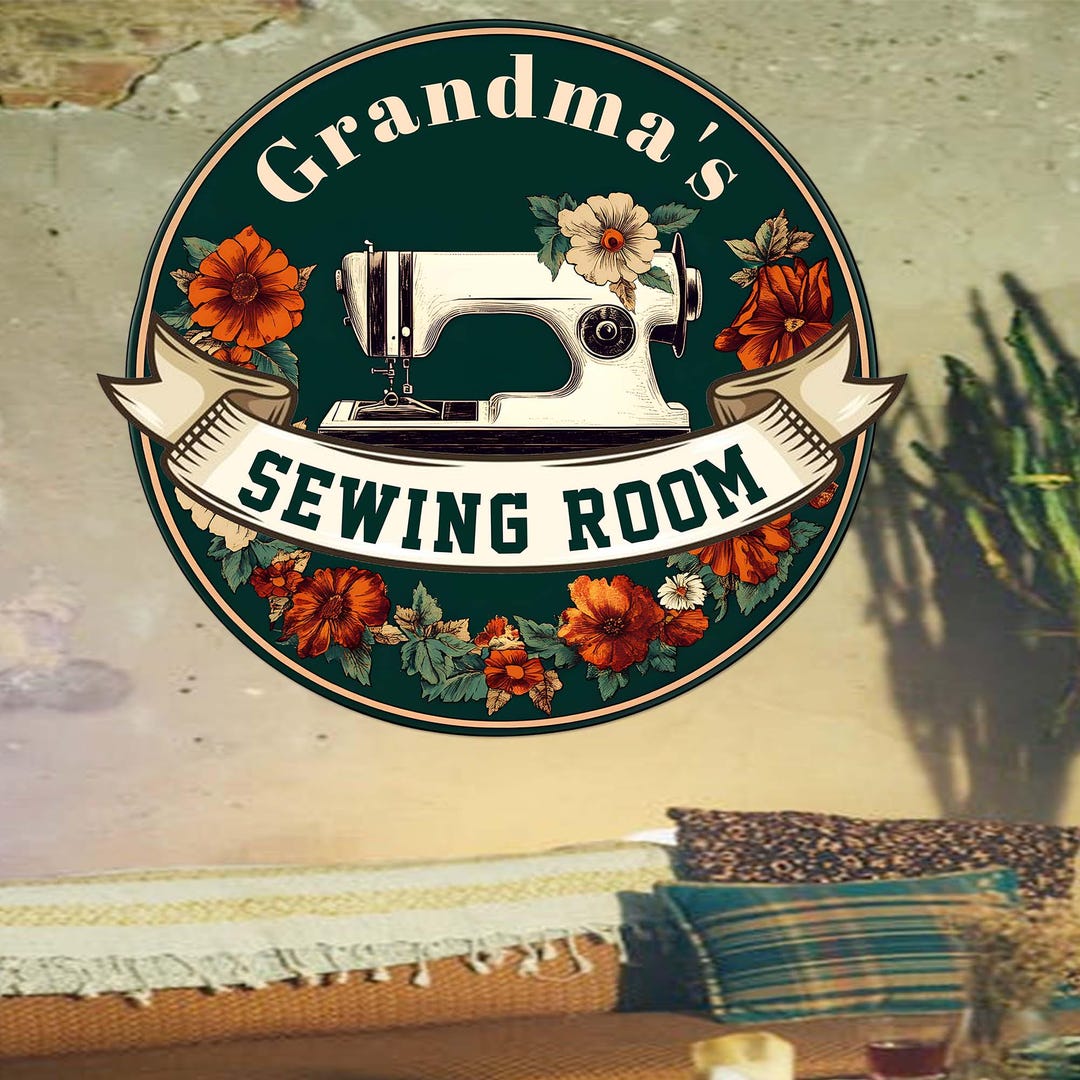 Custom Sewing Sign,sewing Room Sign Wall Decor,floral Sewing Metal Wall ...