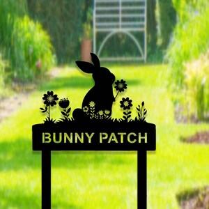 Personalized Floral Rabbit Metal Garden Stake,flower Bunny Garden Sign ...