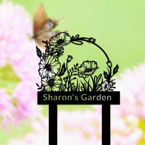 Custom Poppy Flowers Garden Sign With Stake,metal Flower Garden Sign ...