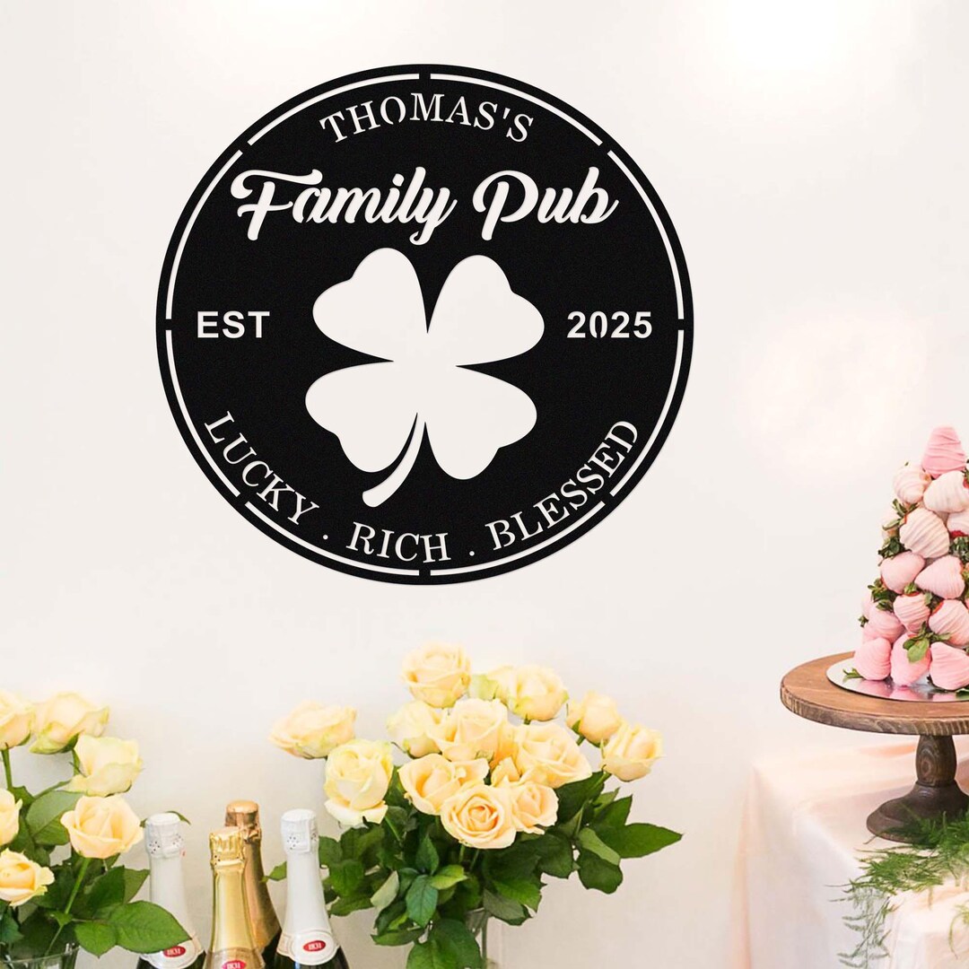 Lucky 4 Leaf Clover,personalized Irish Family Sign,shamrock 4 Leaf ...