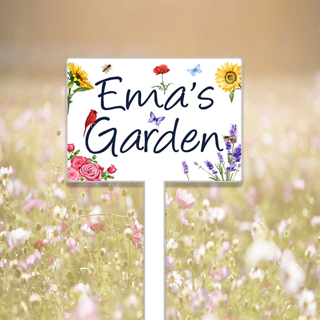 Custom Garden Sign With Stake,metal Floral Garden Stake,personalized ...