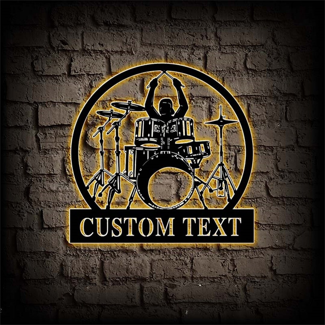 Custom Drummer Metal Sign,drummer Male Wall Art LED Lights,personalized ...