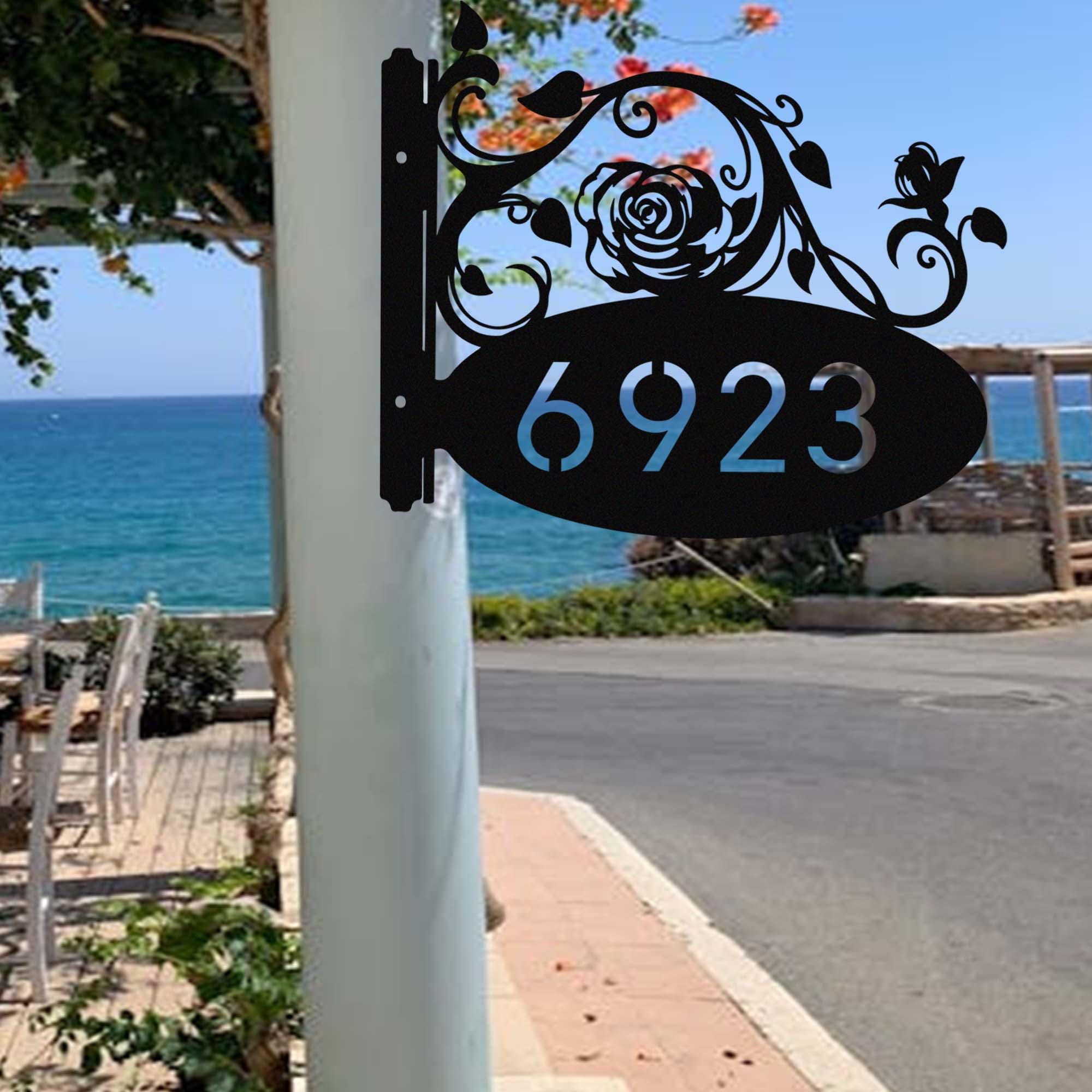 Custom Address Sign,flower Address Hanging Sign,garden Nameplate ...