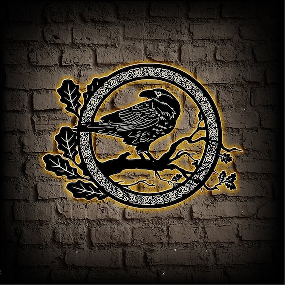 Viking Raven Sign With Lightsnorse Raven Signnorse Raven - Etsy