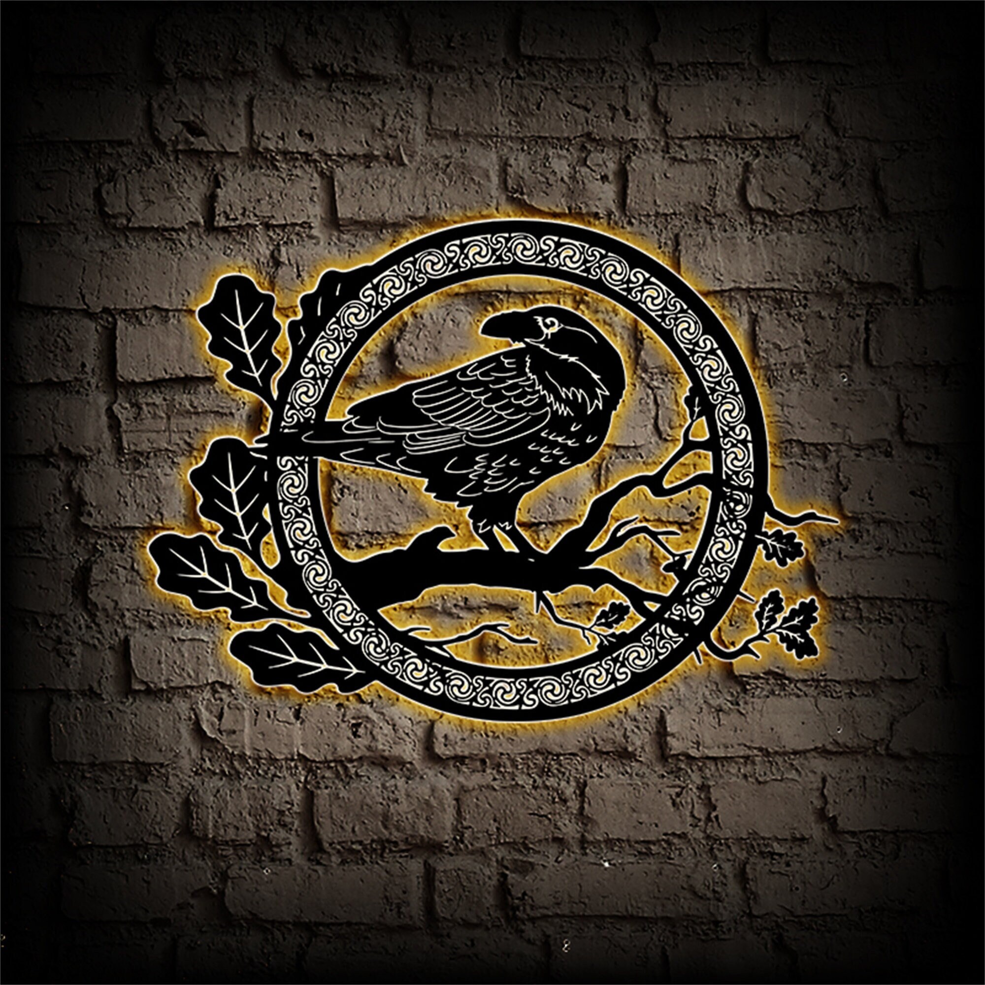 Viking Raven Sign With Lightsnorse Raven Signnorse Raven - Etsy