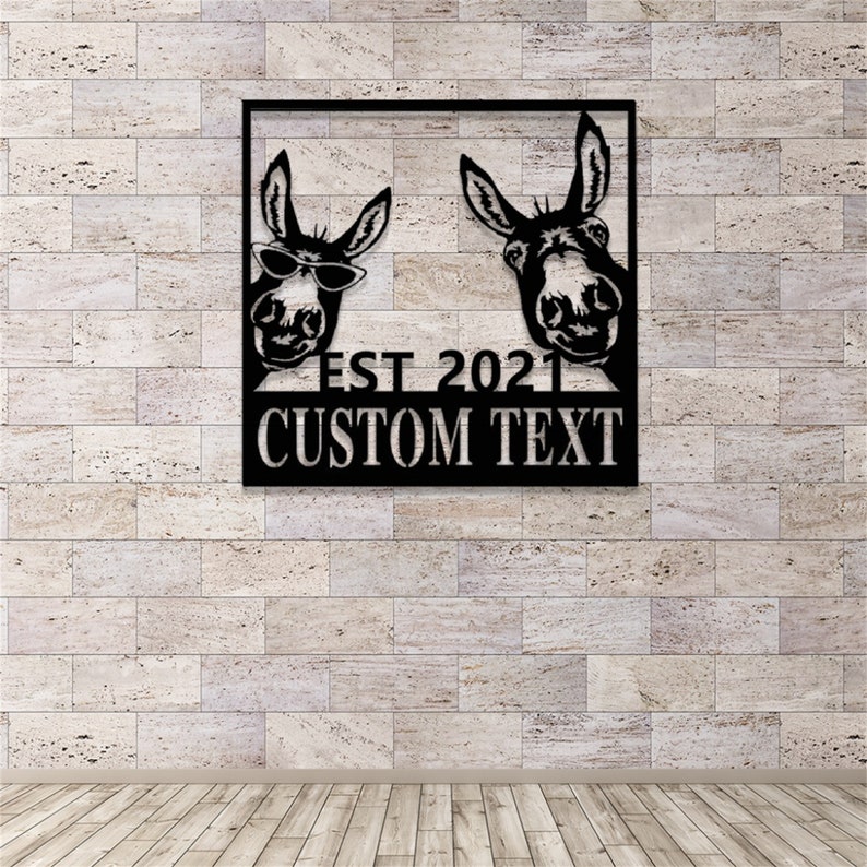 Custom Two Donkeys Metal Sign With Lights,donkeys Metal Wall Art ...