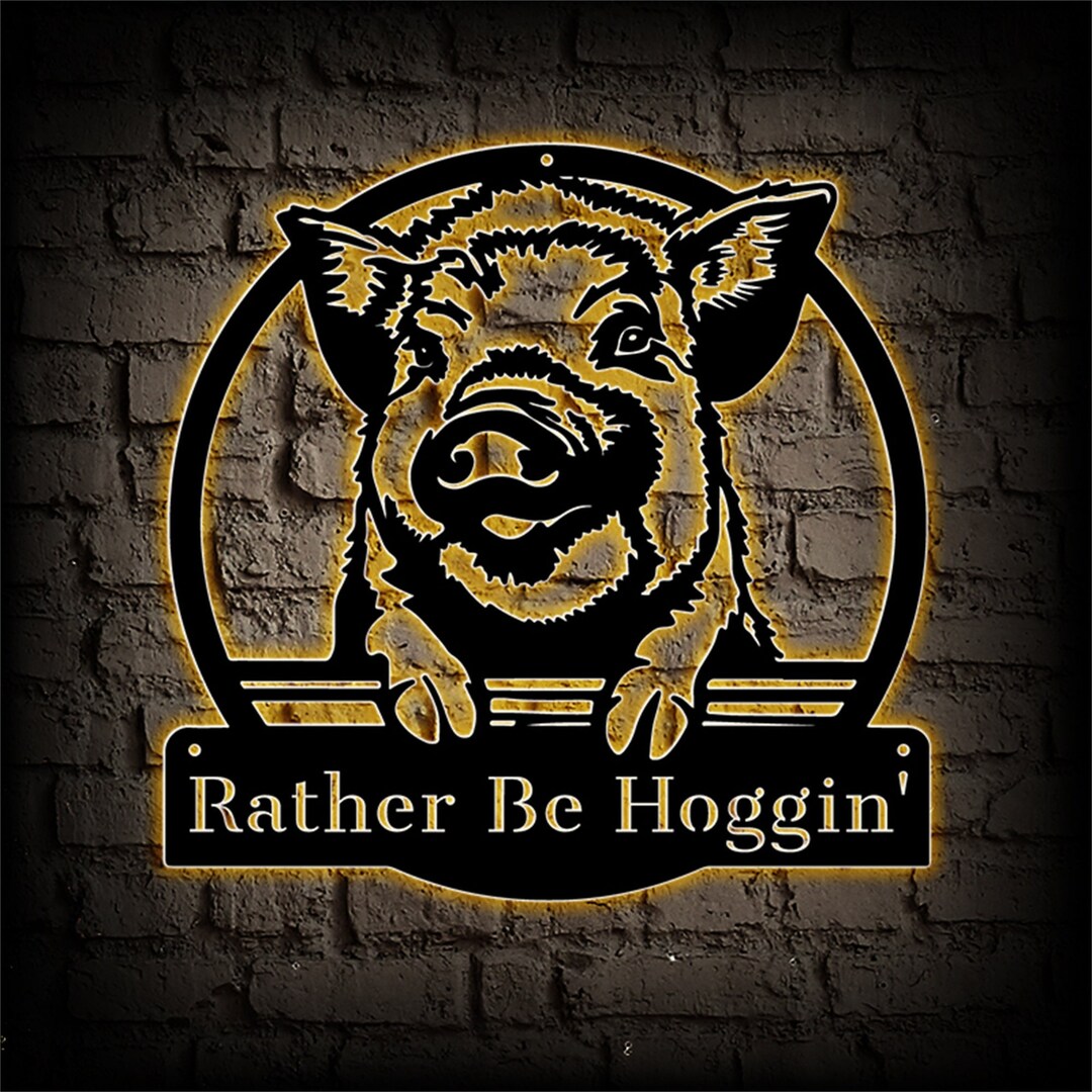 Personalized Pig Metal Sign With Lights,pig Wall Art,pig Farm Sign,pig ...