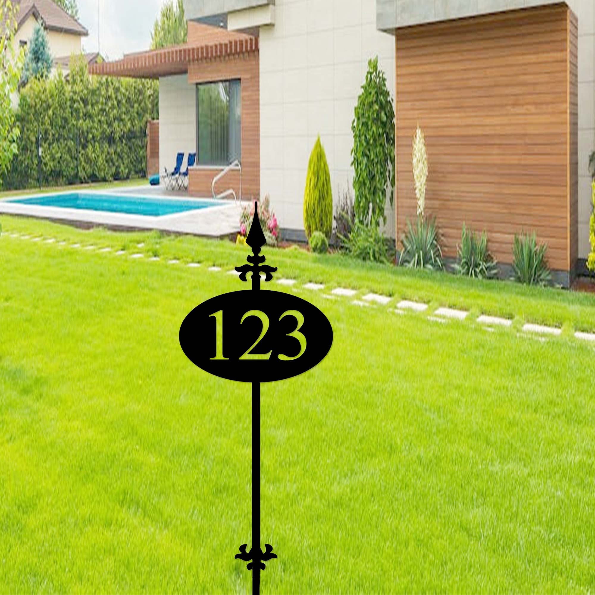 Custom House Number Sign for Yard,metal Address Sign,address Garden ...