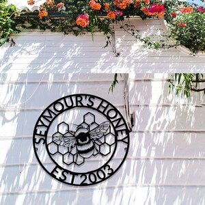 Custom Bee Metal Sign,honey Bee Metal Wall Art,personalized Bee Family ...