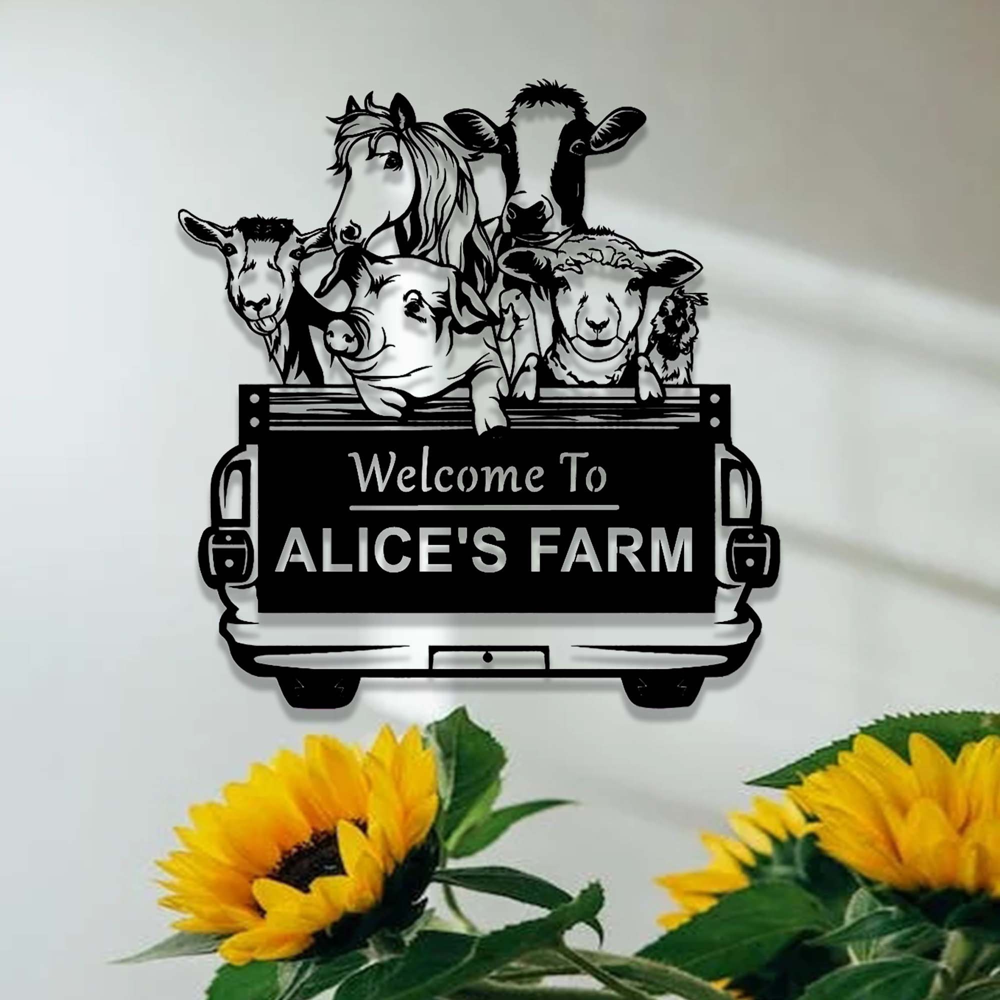 Custom Farm Animals Metal Sign,farm Entrance Welcome Sign,personalized ...