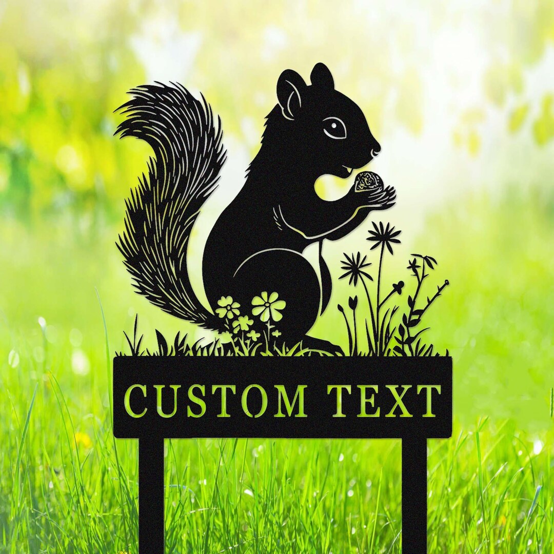 Personalized Squirrel Metal Garden Stake, Squirrel Memorial Stake ...