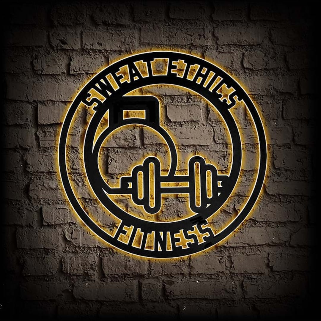 Custom Gym Metal Sign With Lights,gym Wall Decor,powerlifting Sport ...