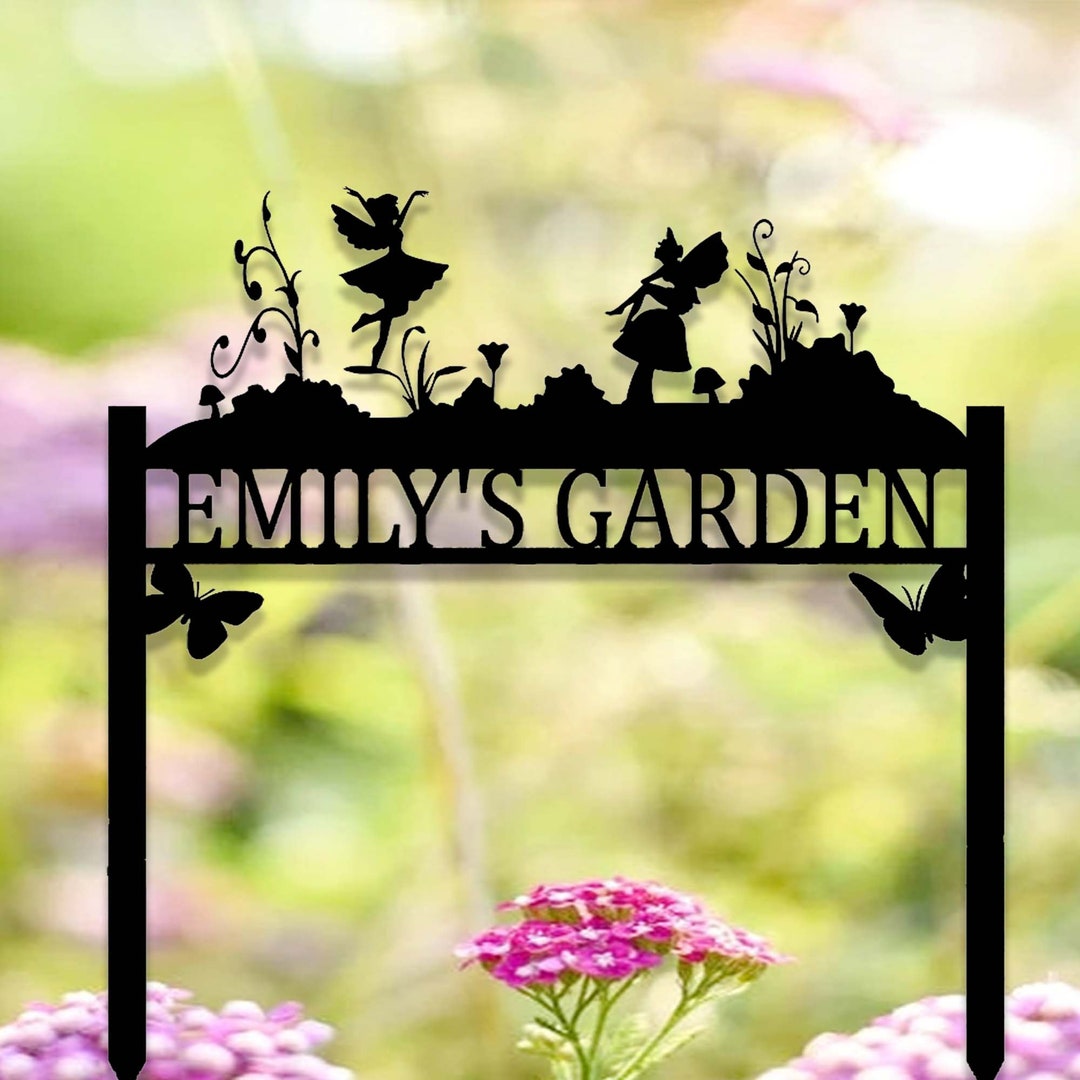 Custom Fairy Garden Sign,metal Fairy Garden Stake,personalized Garden ...