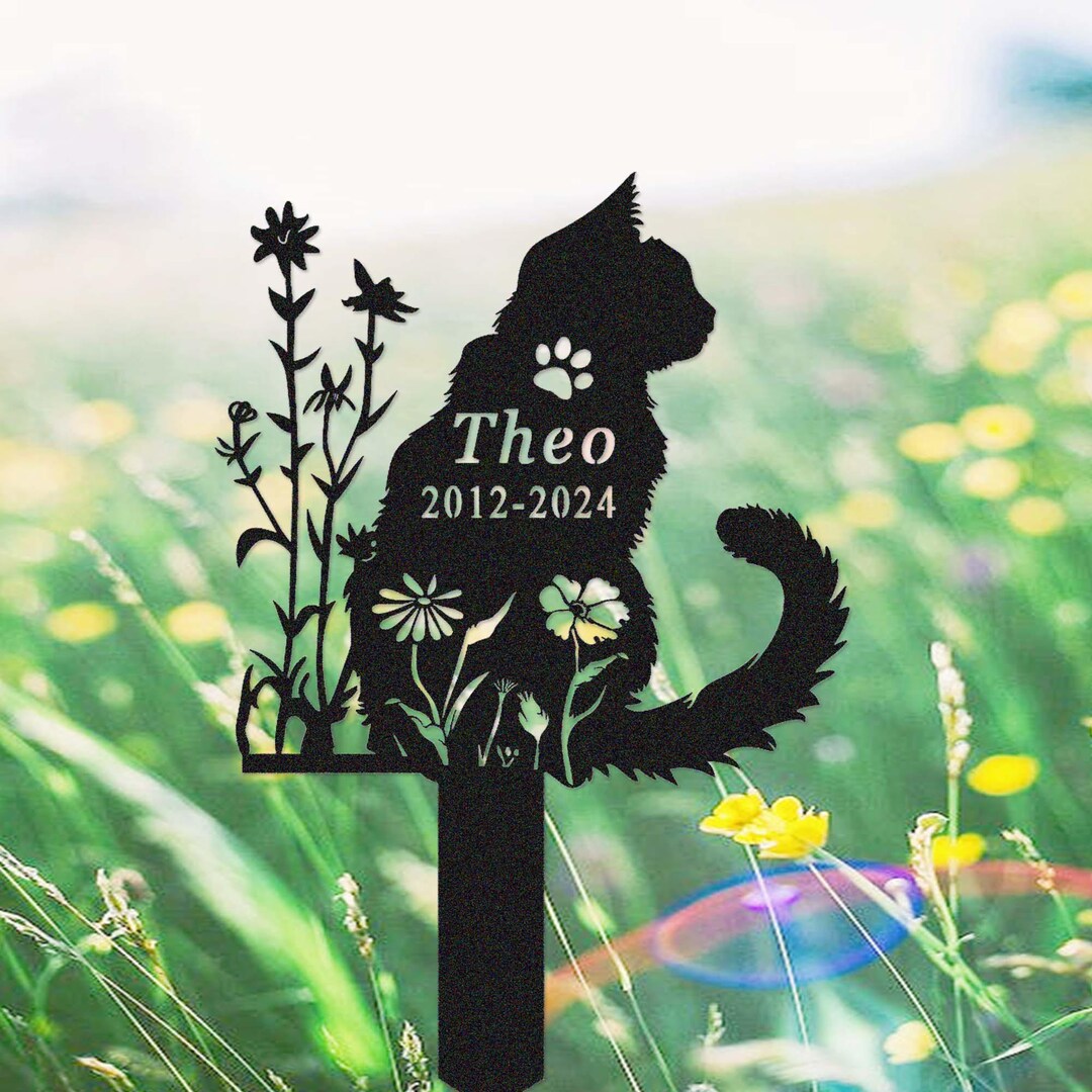 Custom Cat Memorial Garden Stake,cat Grave Marker,metal Cat Memorial ...