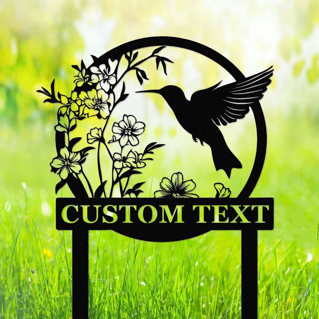 Custom Metal Hummingbird Garden Sign,hummingbird Garden Stake ...
