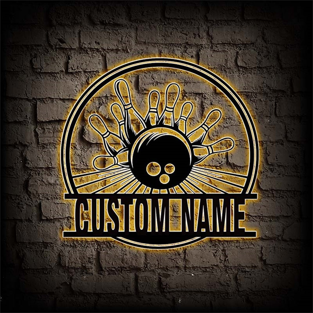 Custom Bowling Metal Sign With LED Lights,bowling Alley Metal Wall Art ...