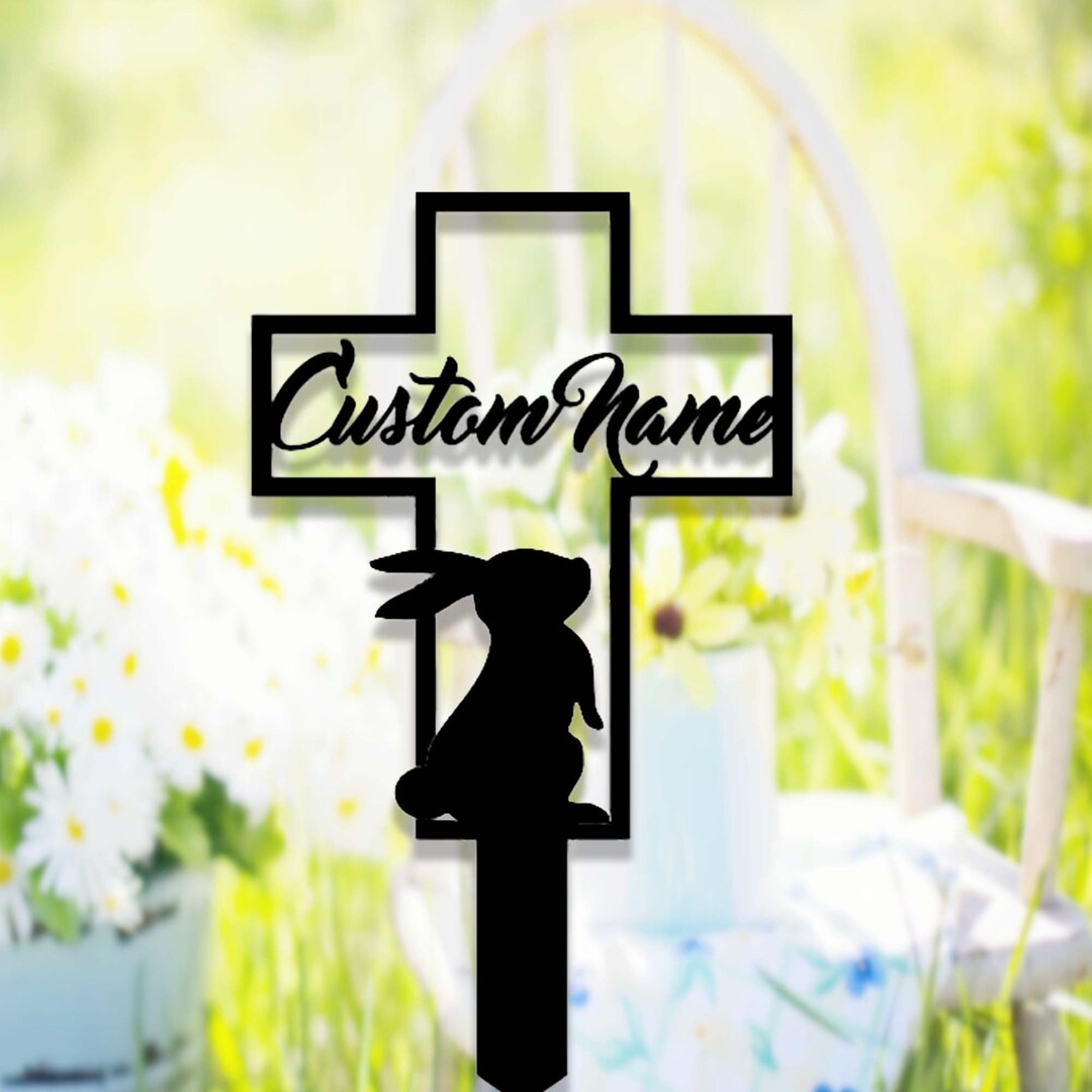 Custom Bunny Memorial Cross Stake,rabbit Garden Stake,personalized ...