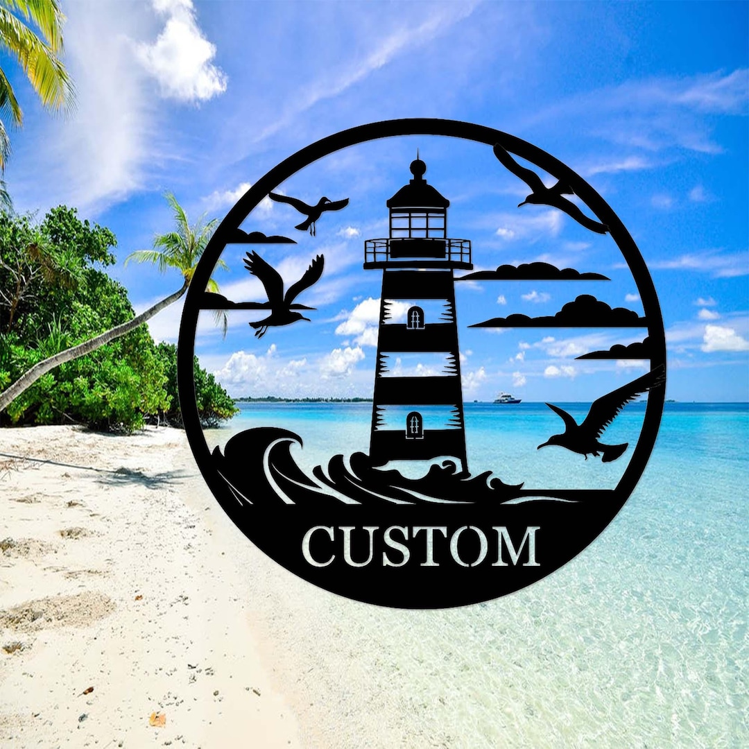 Personalized Lighthouse Sign,custom Lighthouse Name Sign,beach House ...