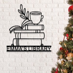 Personalized Books Metal Sign,bookshelf Sign,custom Library Sign ...