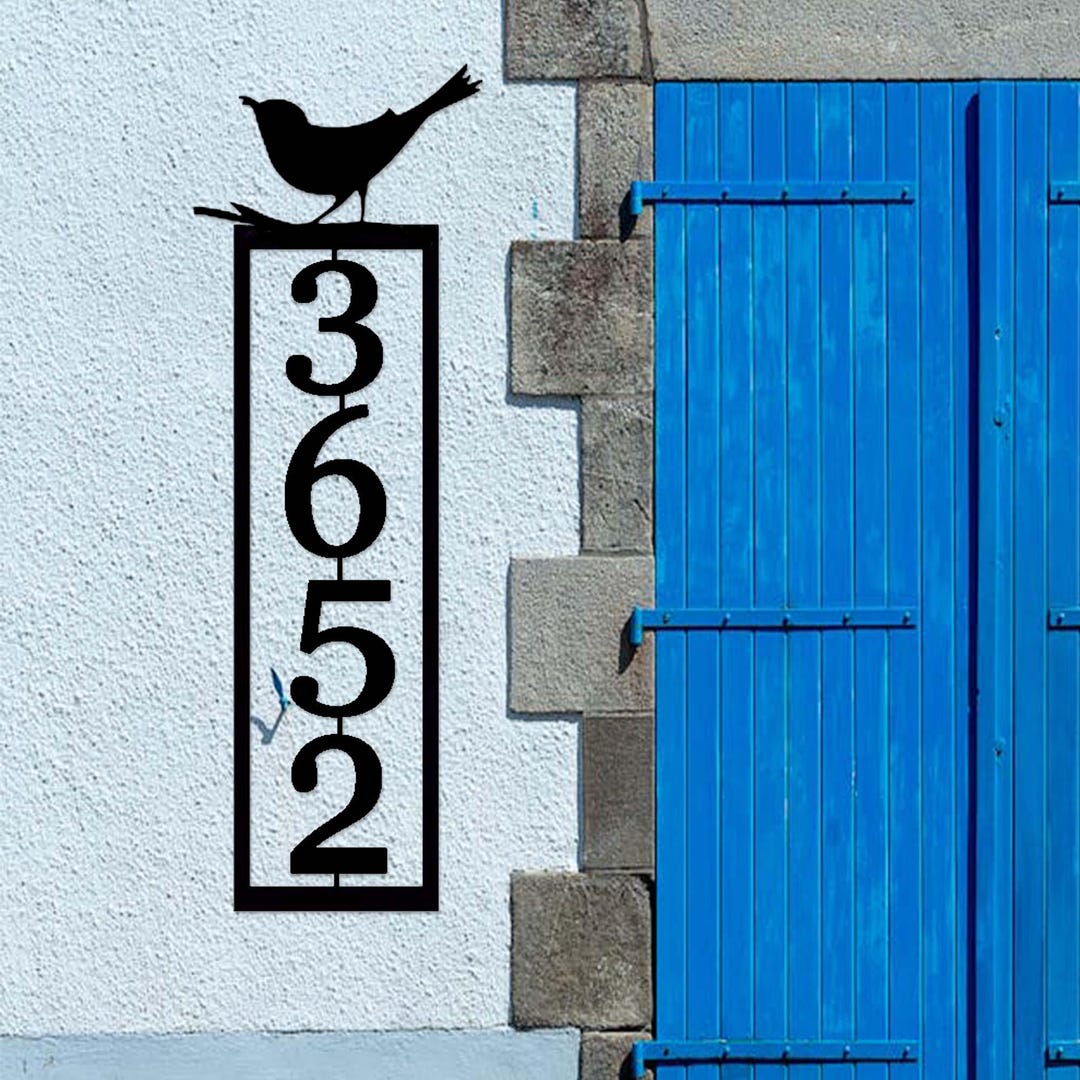 Custom Metal House Number Sign With Bird,door Number Sign,personalized ...