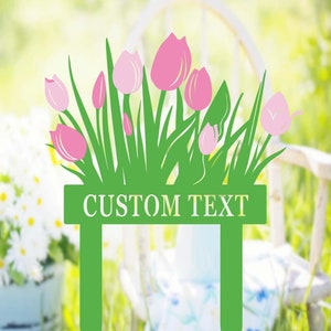 Custom Tulips Garden Sign With Stake,metal Tulip Garden Sign ...