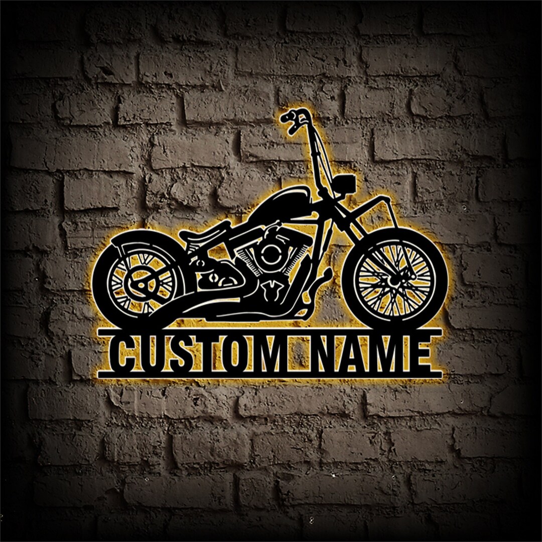 Custom Motorcycle Metal Sign With Lights,personalized Motorbike Biker ...