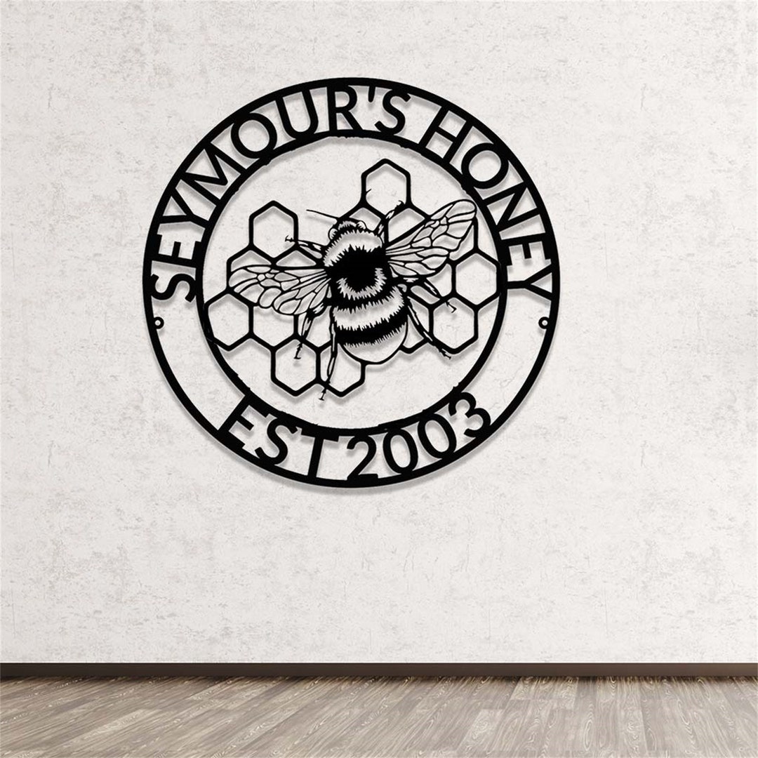 Custom Bee Metal Sign,honey Bee Metal Wall Art,personalized Bee Family ...