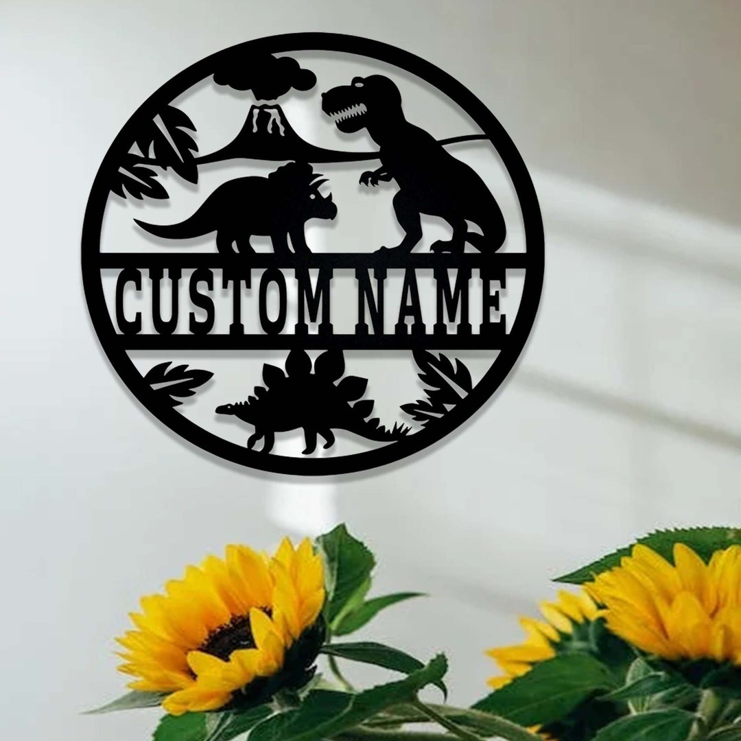 Custom Dinosaur Metal Sign,dinosaur Nursery Decor,personalized Dinosaur ...