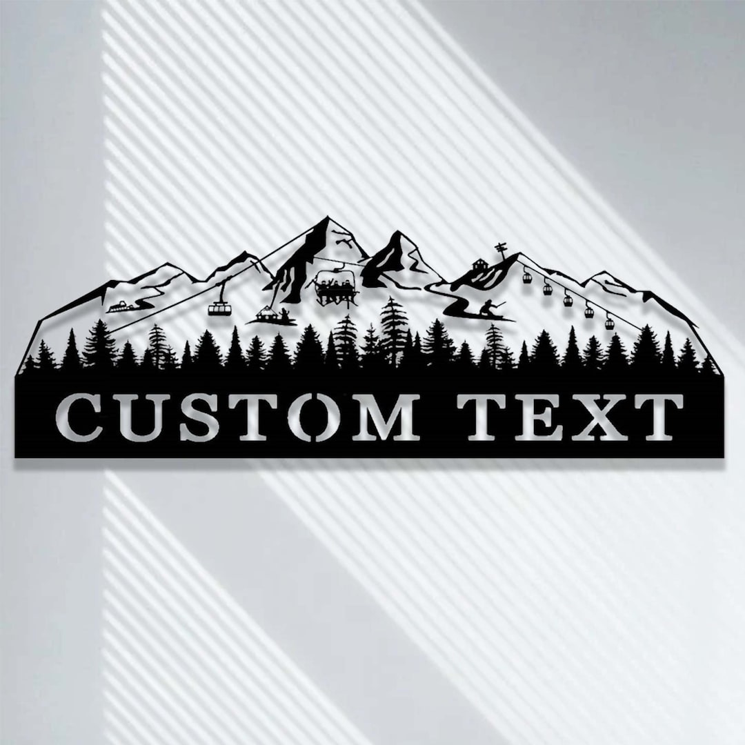 Custom Skiing Metal Sign,ski Mountain Scene Metal Wall Art,ski Home ...