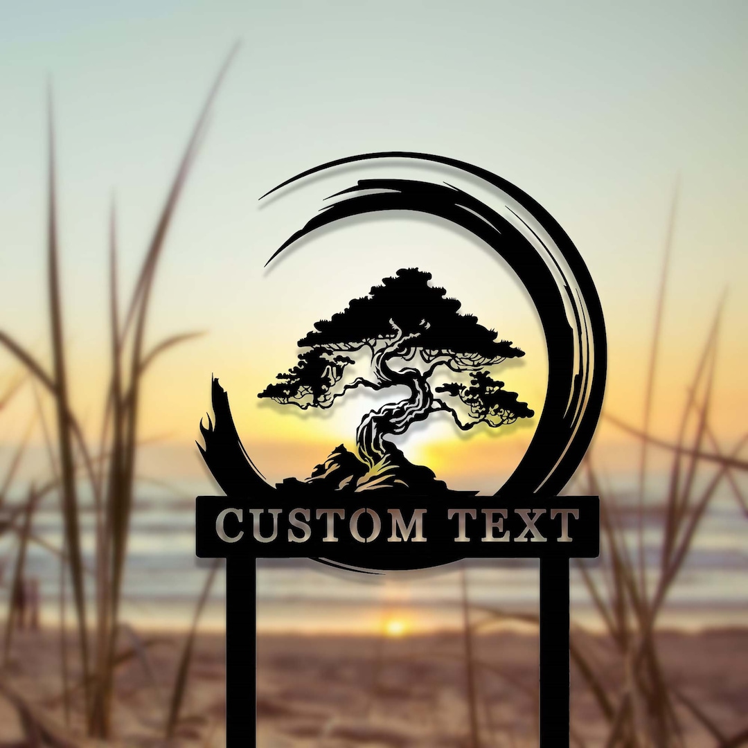 Custom Bonsai Tree Garden Sign With Stake,metal Bonsai Garden Stake ...