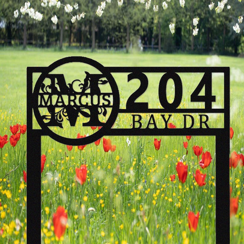 Custom Lawn Address Sign With Family Name,metal House Number for Yard ...