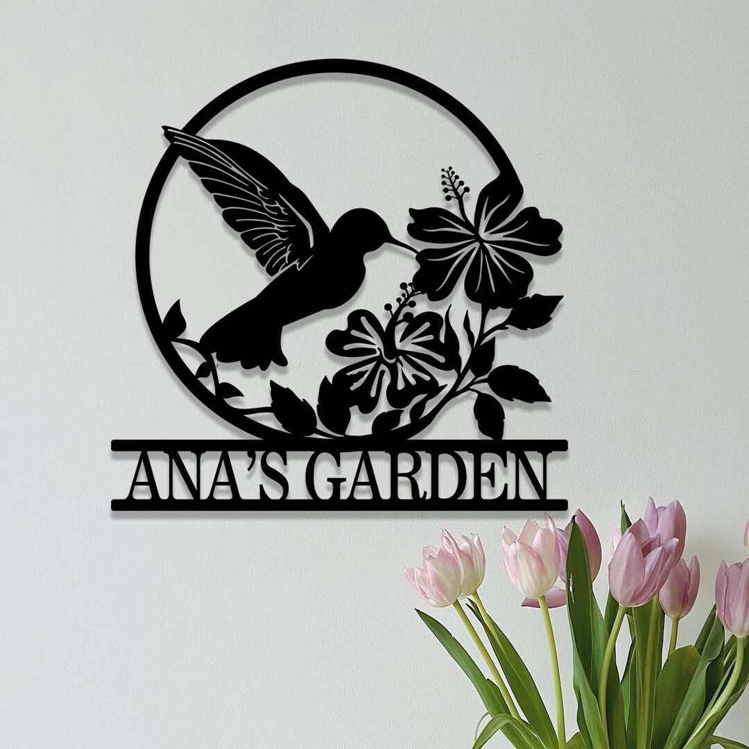 Custom Hummingbird Garden Metal Sign,personalized Hummingbird Flower ...