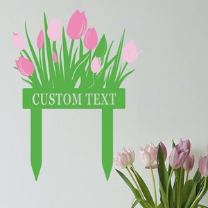 Custom Tulips Garden Sign With Stake,metal Tulip Garden Sign ...