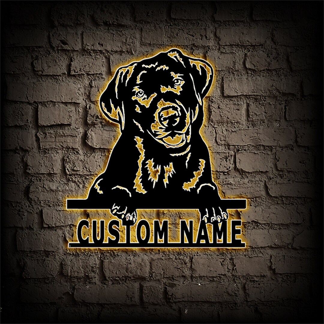 Custom Labrador Sign With Lights,labrador Retriever Dog Metal Wall Art ...