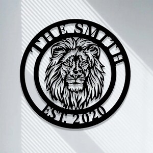 Custom Lion Metal Sign,lion Head Metal Wall Art,personalized Lion Name ...