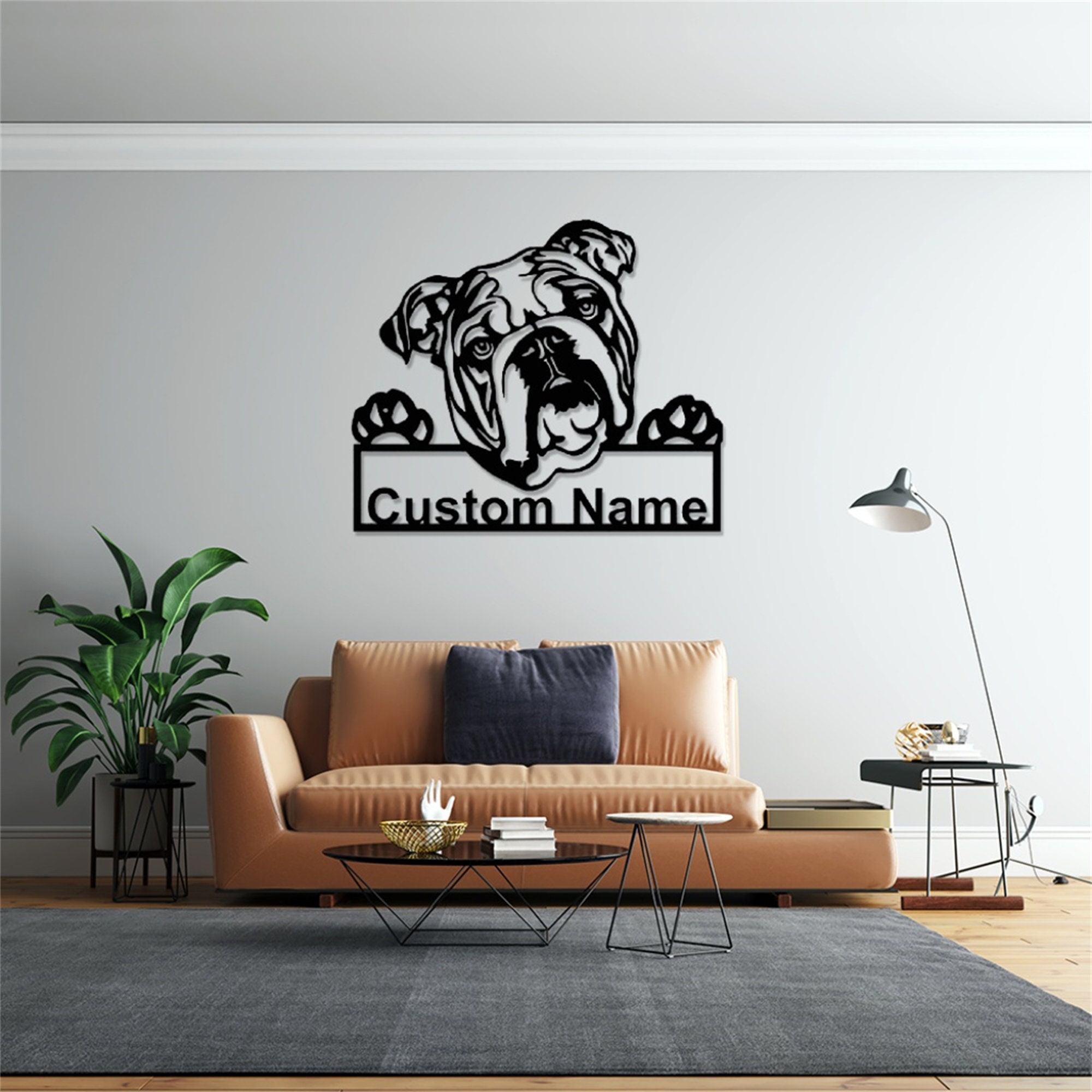 Custom English Bulldog Metal Sign With LED Lightbulldog - Etsy