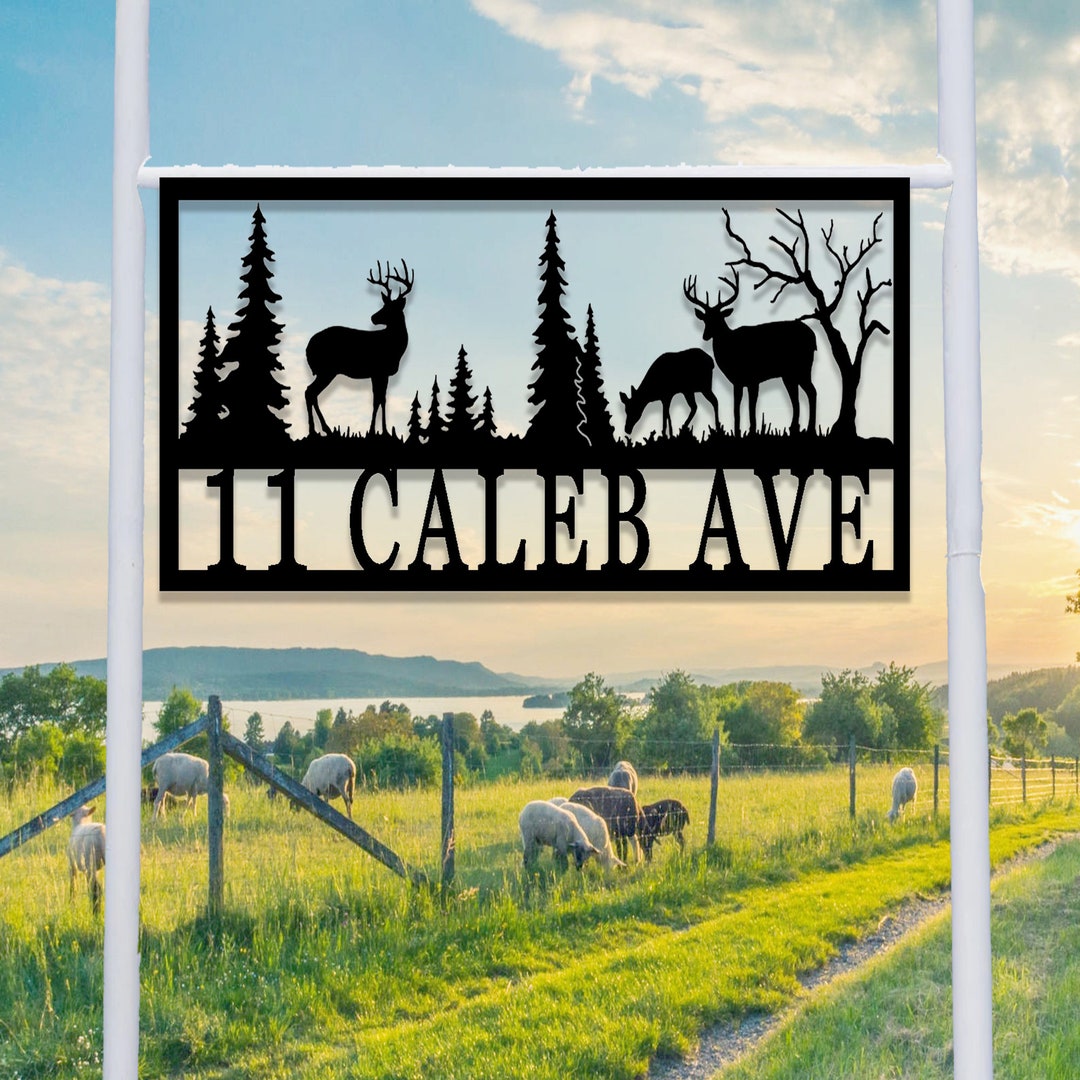 Custom Metal Deer Sign,deer Address Sign,personalized Deer Family Name ...