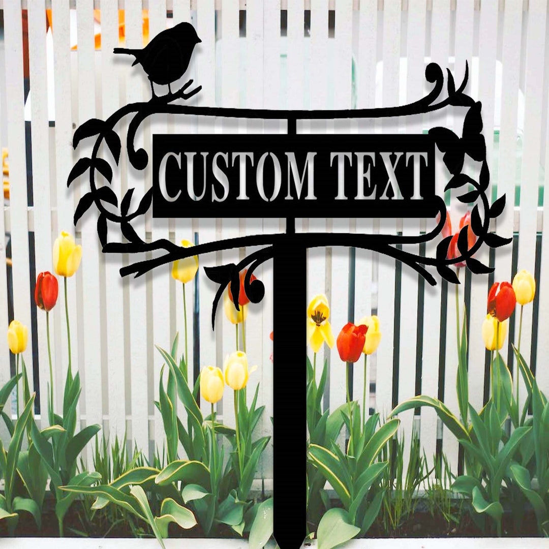 Custom Garden Sign With Stake,metal Bird Garden Sign,personalized ...