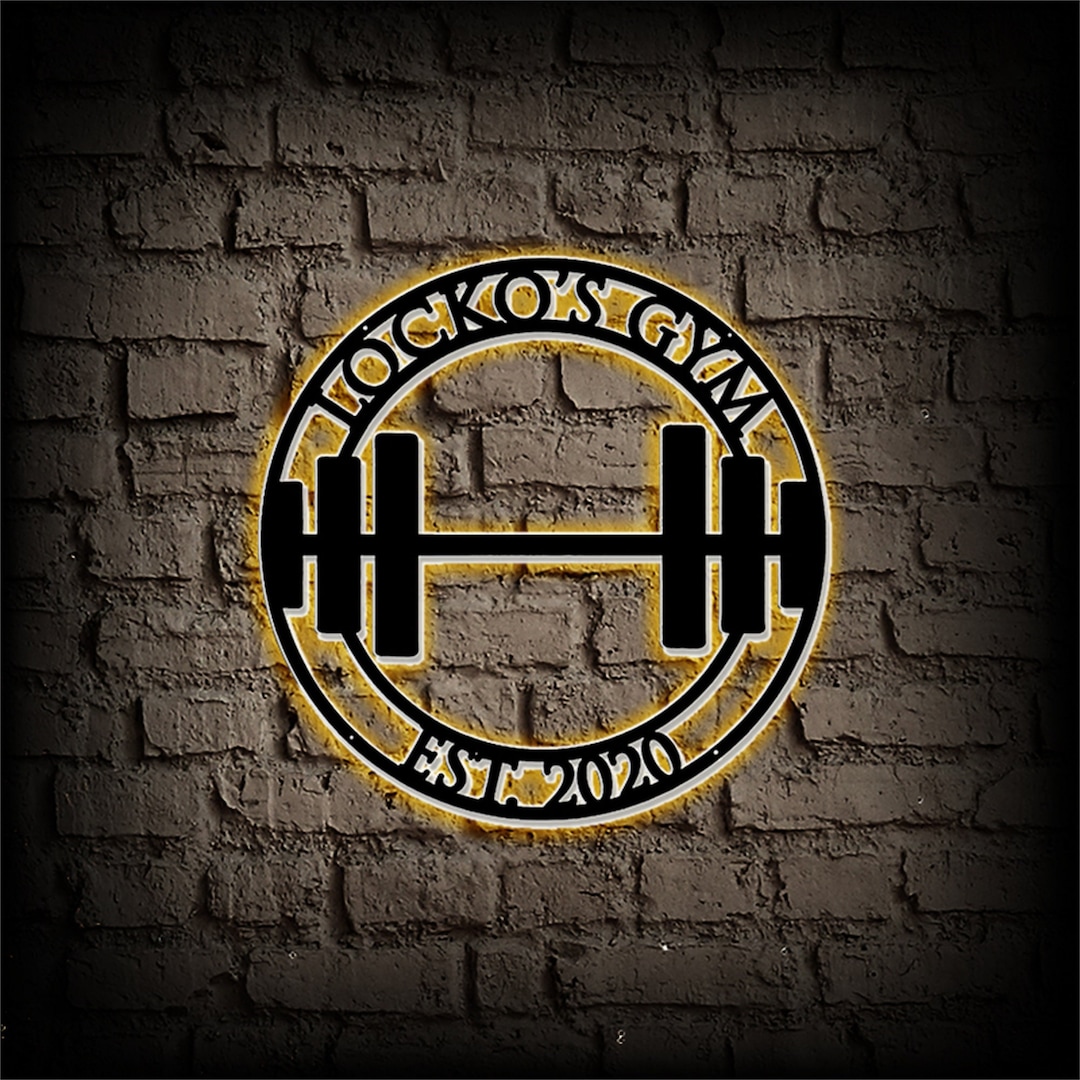 Custom Gym Metal Sign With Lights,powerlifting Sport Metal Wall Art ...