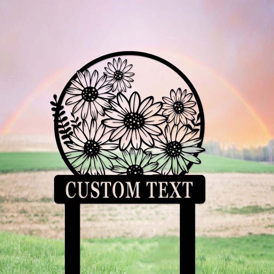 Custom Daisies Flowers Garden Sign With Stake,metal Garden Sign ...