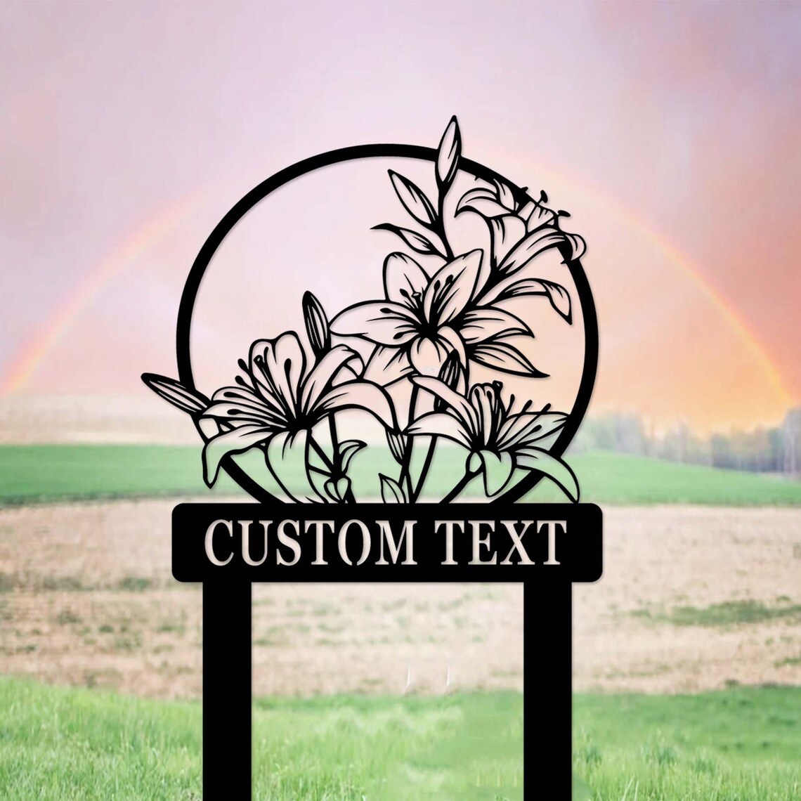 Custom Lilies Flowers Garden Sign With Stake,metal Garden Sign ...