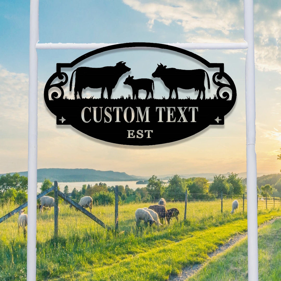 Custom Cow Metal Sign,cow Cattle Metal Wall Art,personalized Cow Farm ...