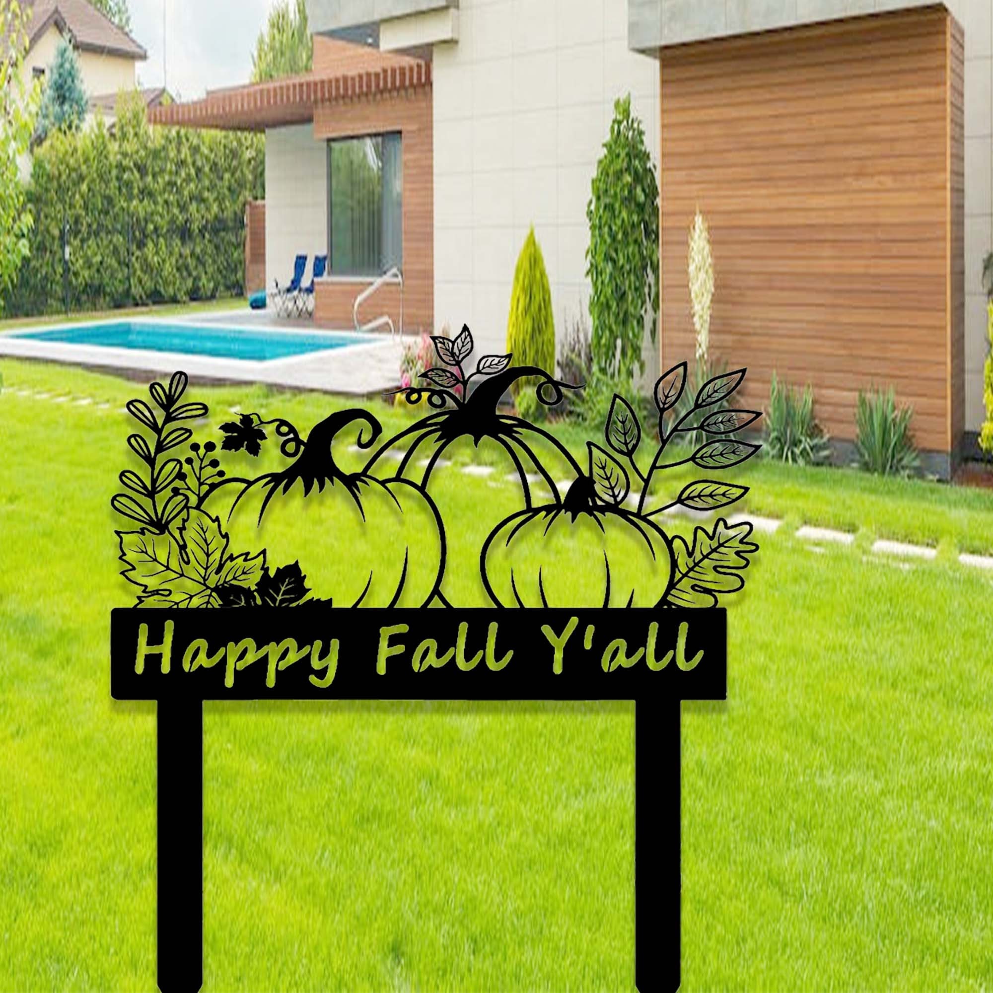 Personalized Fall Pumpkin Metal Garden Stake,pumpkin Garden Sign,custom ...
